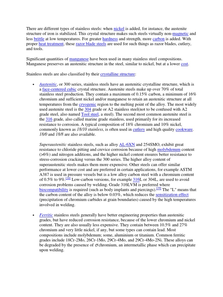 Types of SS | PDF | Stainless Steel | Steel