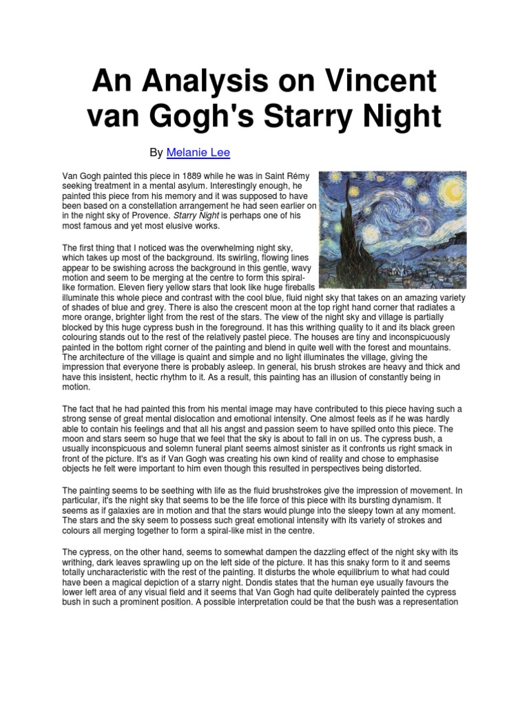 Starry Night | PDF | Vincent Van Gogh | Plastic Arts