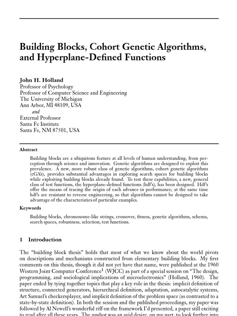 Building Blocks, Cohort Genetic Algorithms, and Hyperplane-De Ned ...