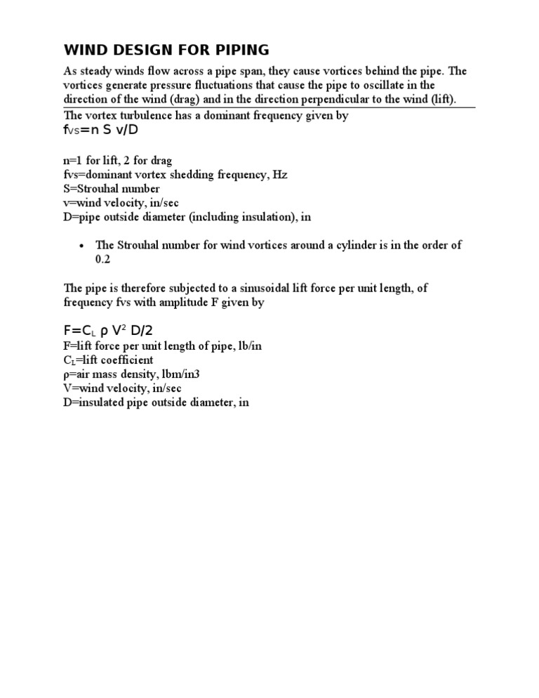 Vortex Shedding Frequency in Piping | PDF | Science & Mathematics ...