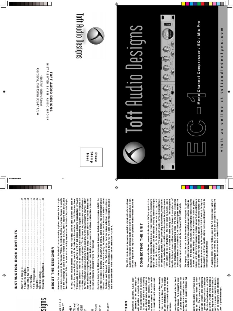 Toft Audio EC-1 Mono Channel Manual | PDF | Microphone | Equalization ...