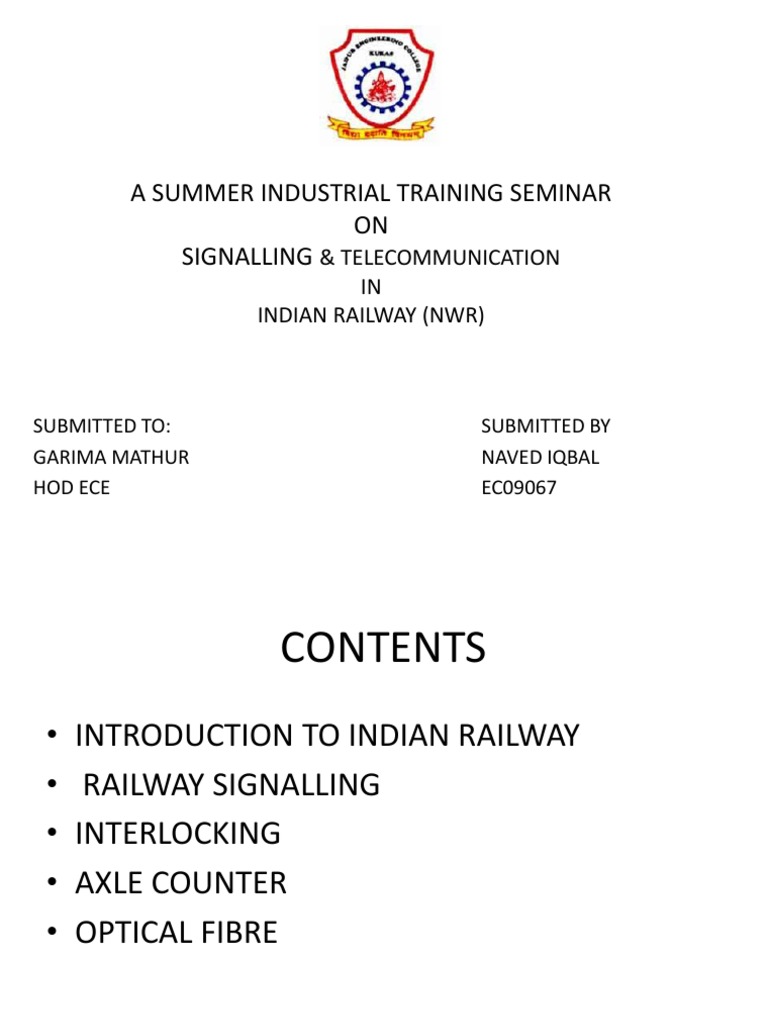 Signalling & Telecom in Indian Railways | PDF | Optical Fiber | Rail ...