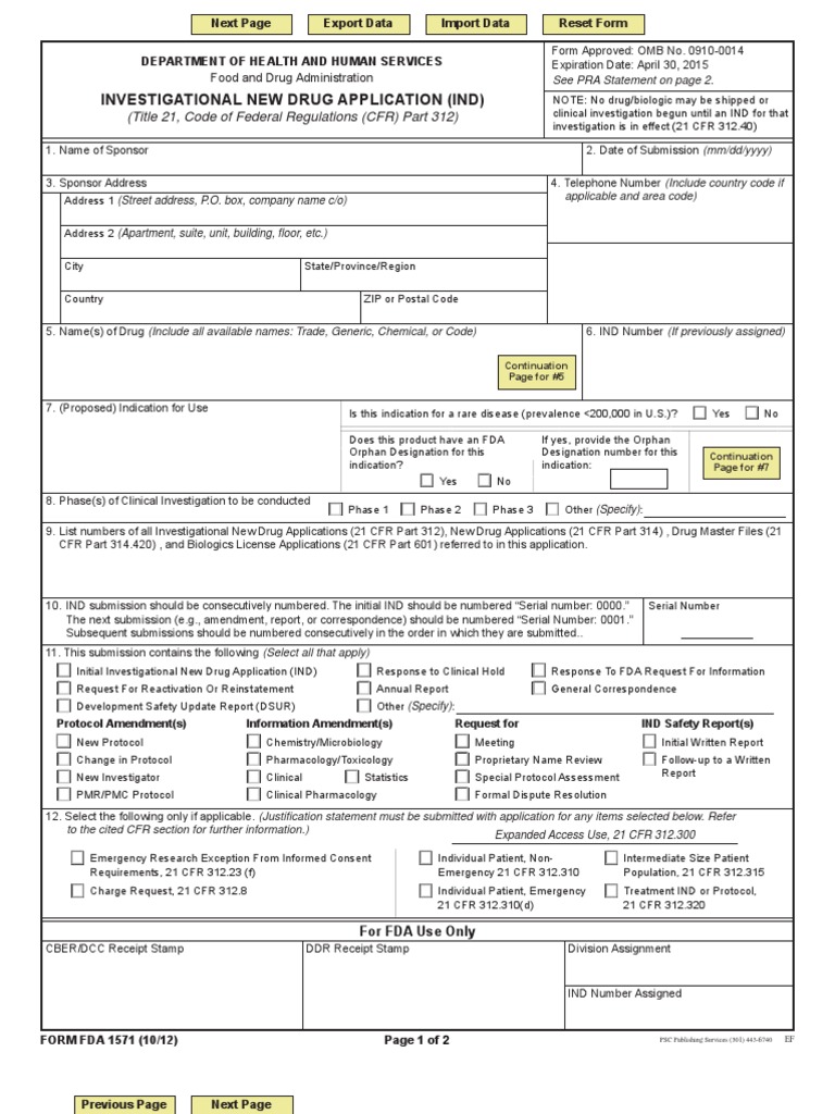 fda 1571 | Clinical Trial | Food And Drug Administration