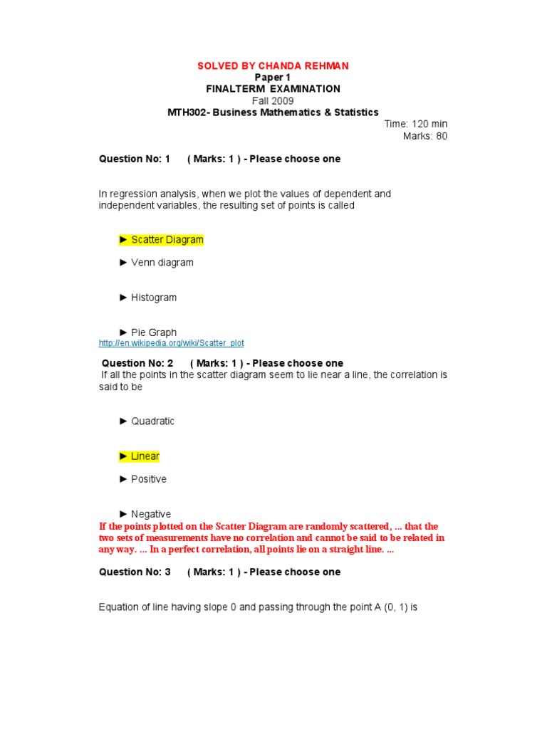 Mth302 Pdf Regression Analysis Correlation And Dependence