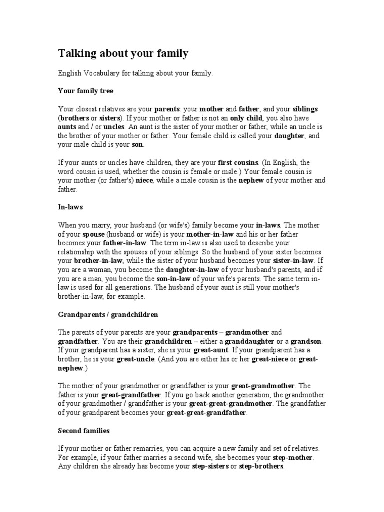 Talking About Your Family | PDF