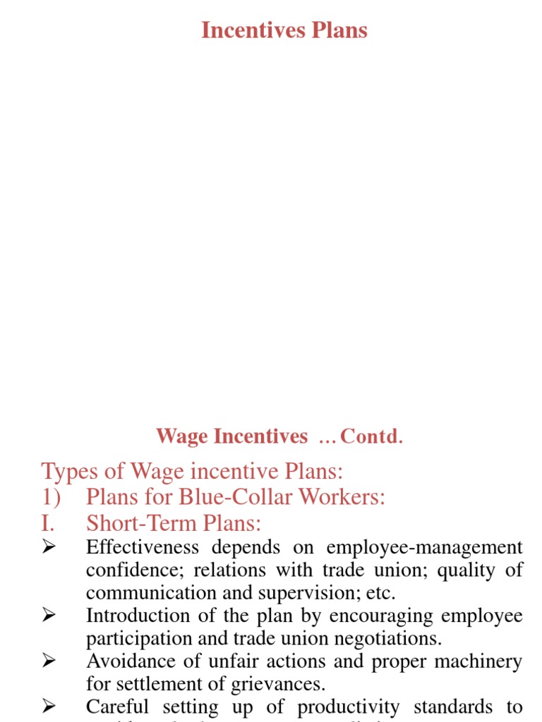 Incentives Plans | Incentive | Employment