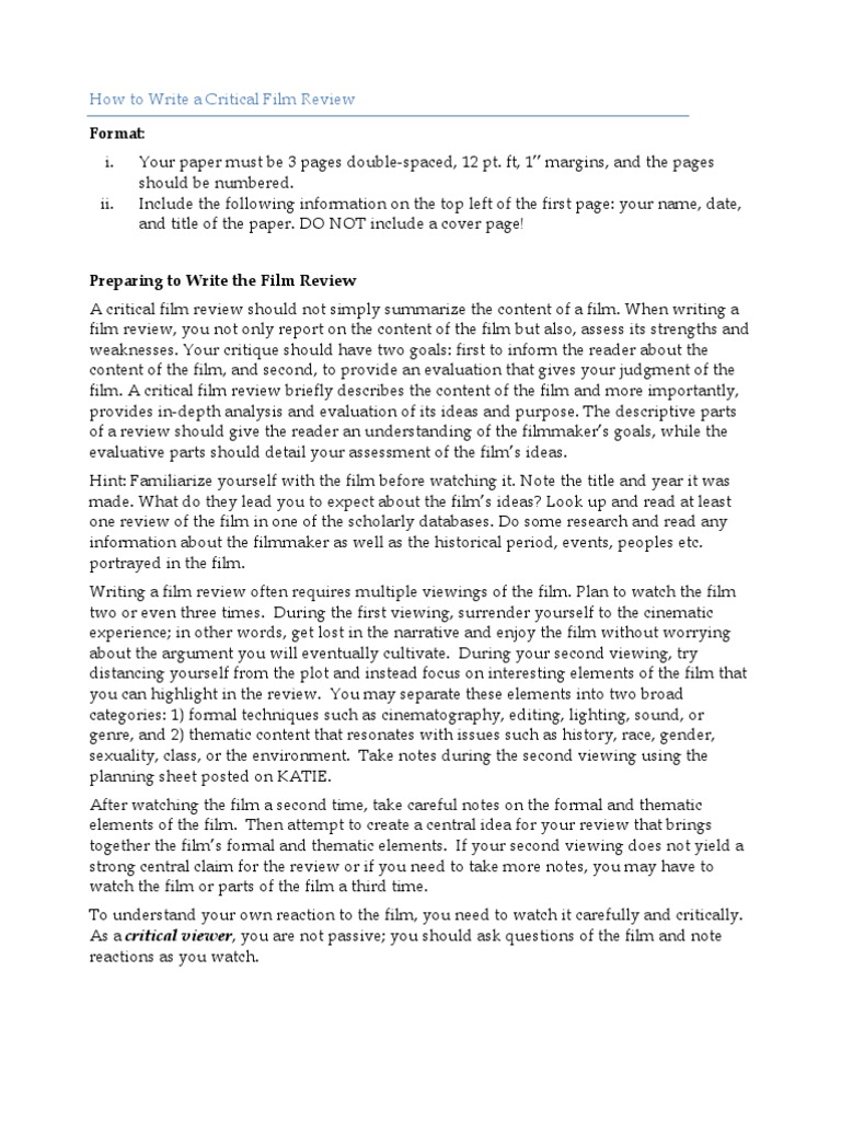 How To Write A Film Review | PDF | Argument | Thesis