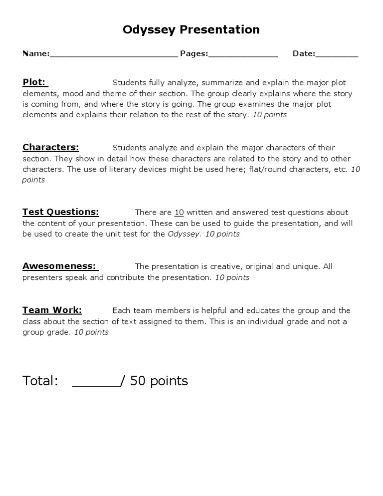 Odyssey Presentation Guidelines | PDF | Career & Growth | Language Arts ...