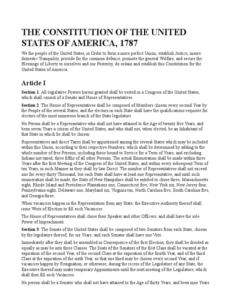 US Constitution | PDF | U.S. State | United States Senate