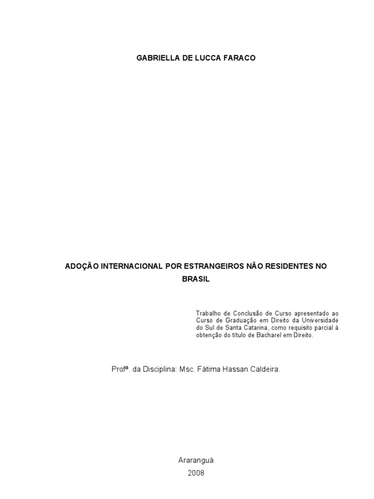 Monografia Pronta - Gabriella PDF | PDF | Adoção | Família
