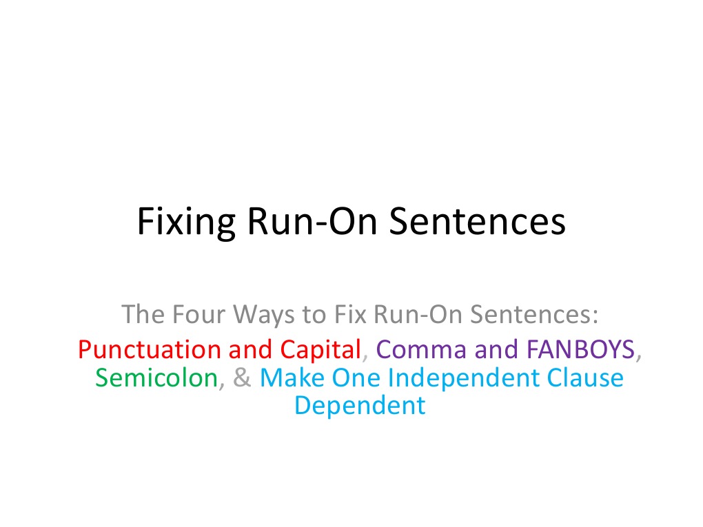 Fixing Run-On Sentences | PDF