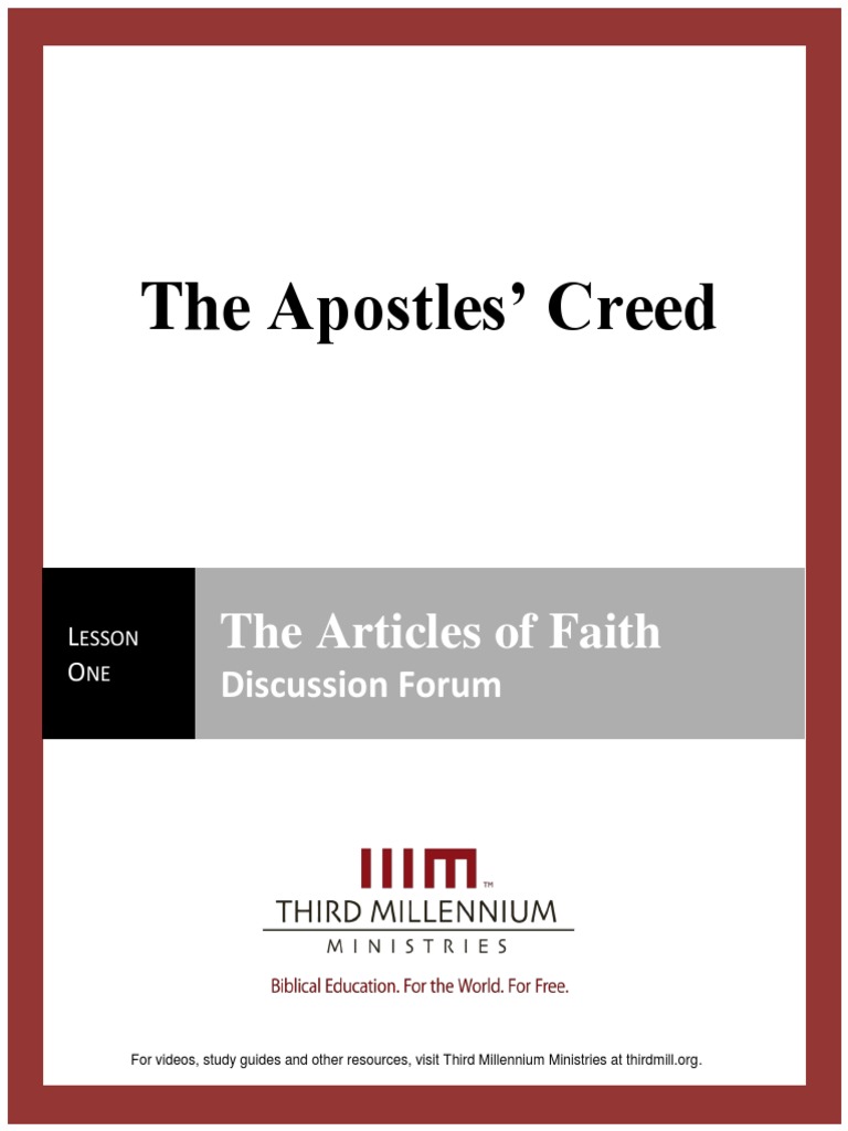 The Apostles' Creed - Lesson 1 - Forum Transcript | PDF | God The ...