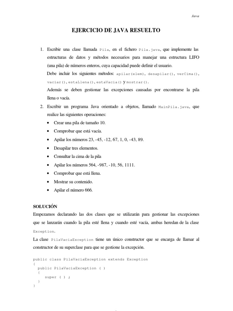 Ejercicio de Java Resuelto | PDF | Informática