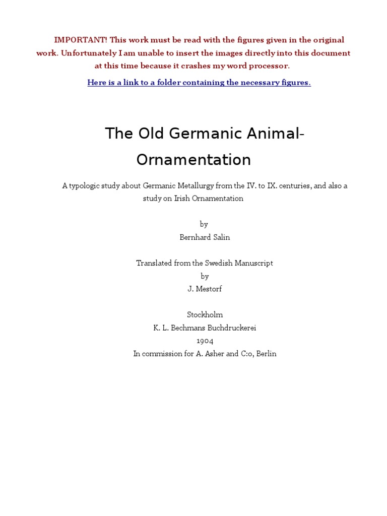 The Old Germanic Animal Ornamentation | PDF | Germanic Peoples | Celts