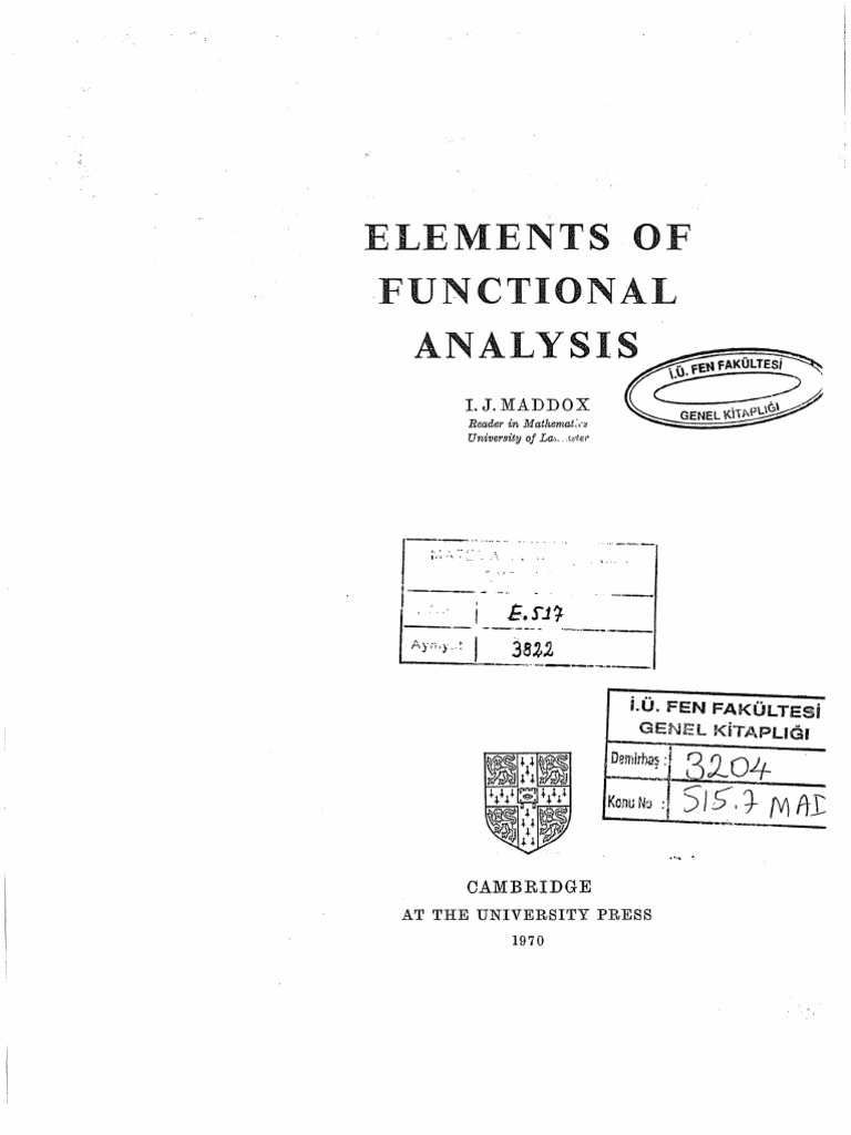 Maddox, Elements of Functional Analysis | PDF