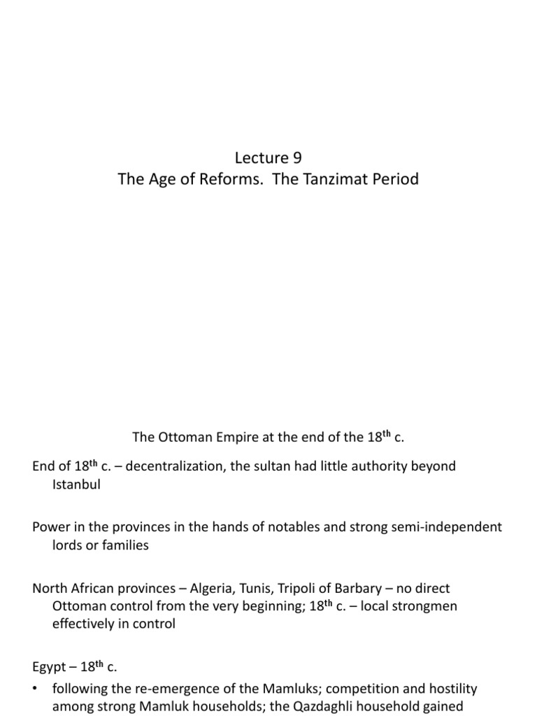 Tanzimat Period Reforms | PDF | Ottoman Empire | Muslim Empires
