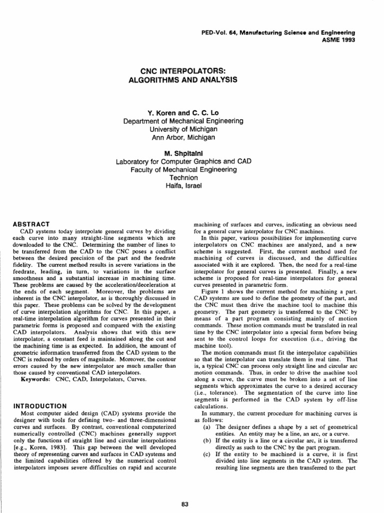 CNC Interpolators - Algorithms and Analysis | PDF | Numerical Control | Curvature