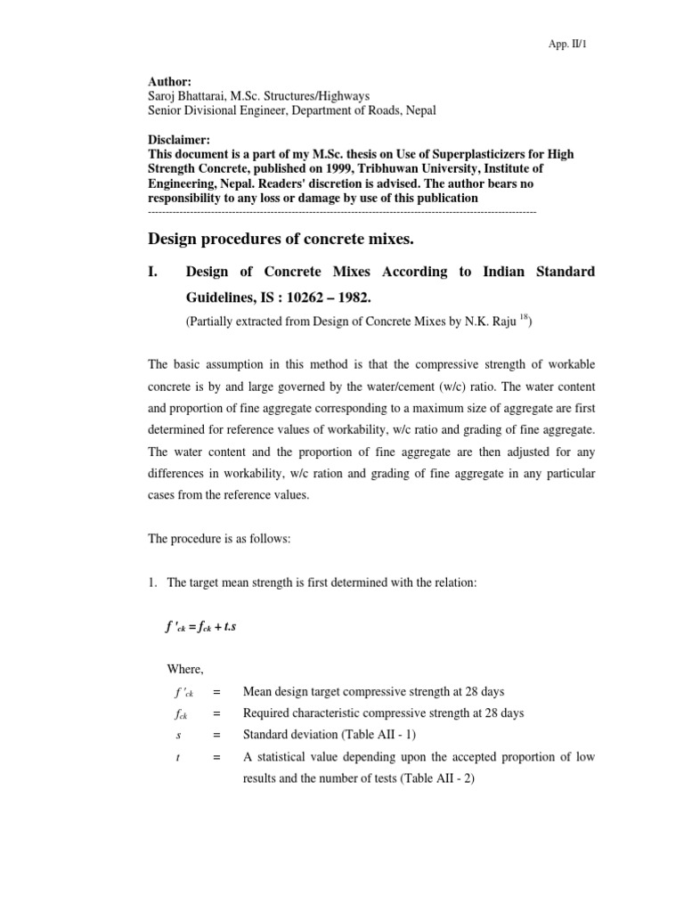 Concrete Mix Design Procedure | PDF | Construction Aggregate | Concrete