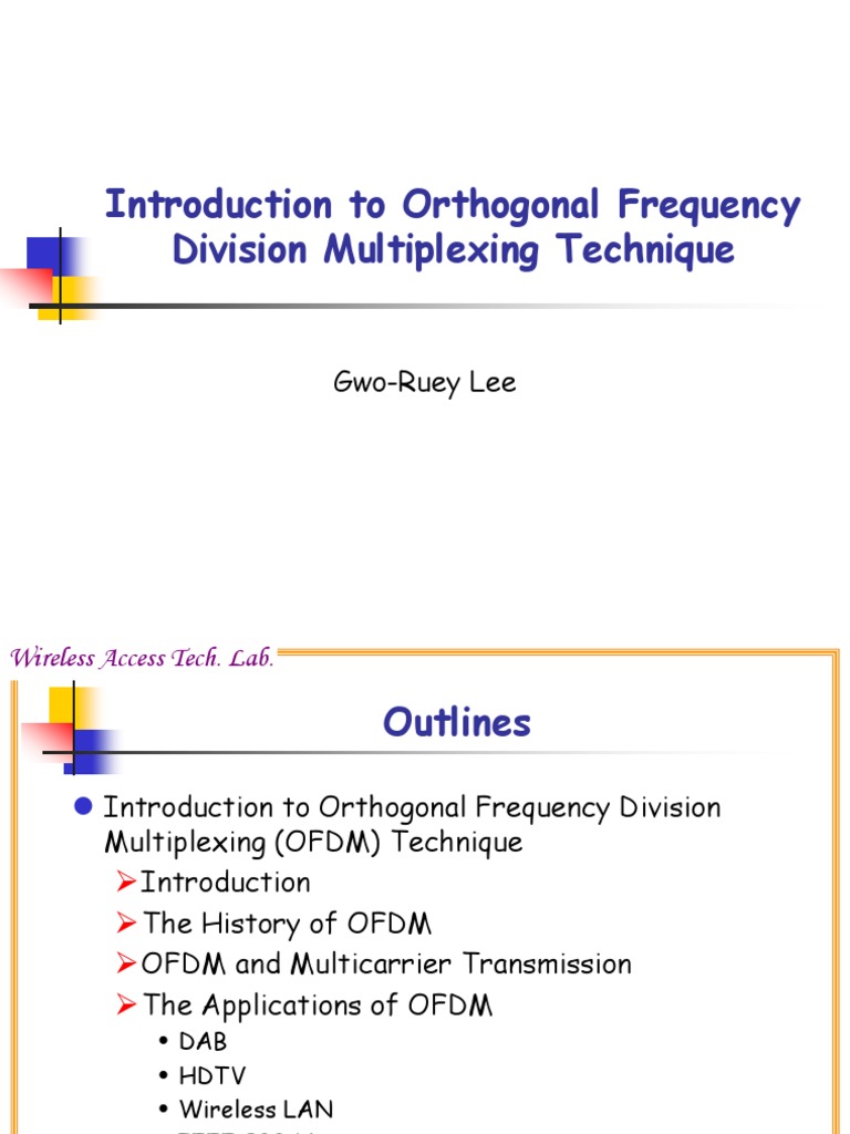 Introduction To Orthogonal Frequency Division Multiplexing Technique ...