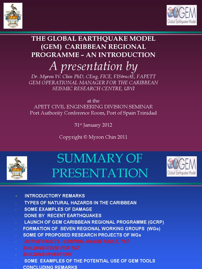 The Global Earthquake Model (GEM) Caribbean Regional Programme-An ...
