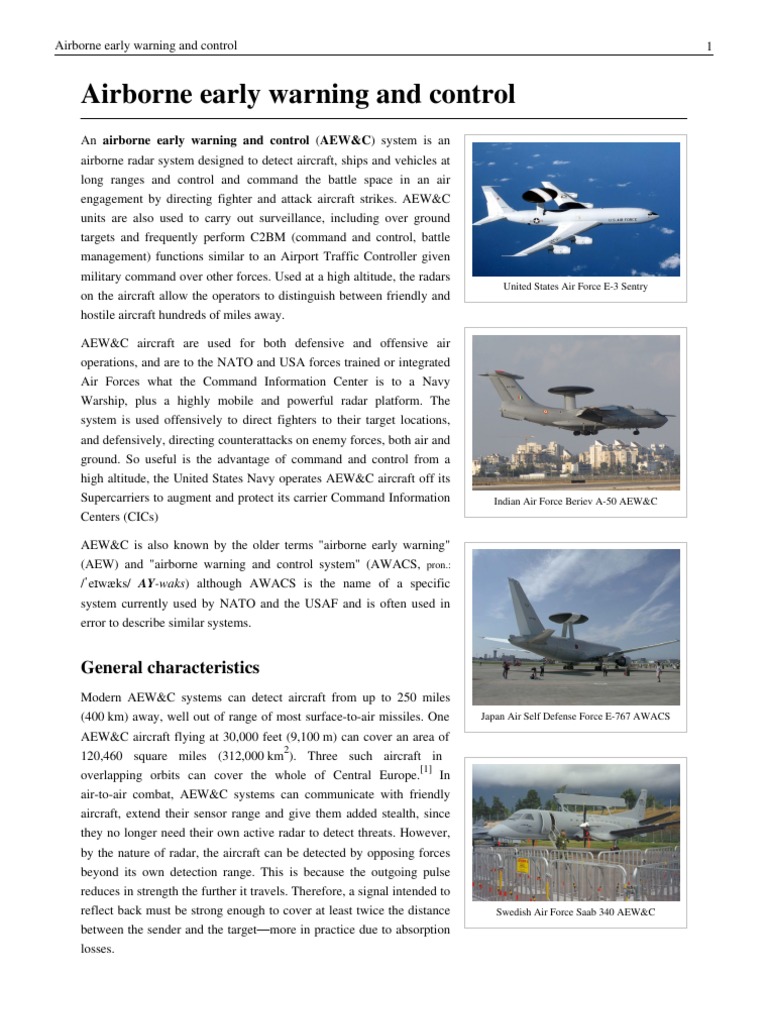 Airborne Early Warning and Control: General Characteristics | PDF ...