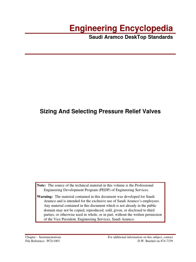 Sizing and Selecting Pressure Relief Valves | PDF | Fluid Dynamics ...