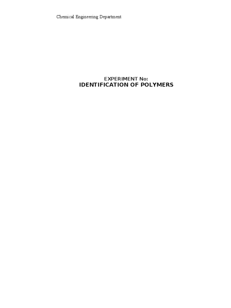 Identification of Polymers | PDF | Thermoplastic | Plastic