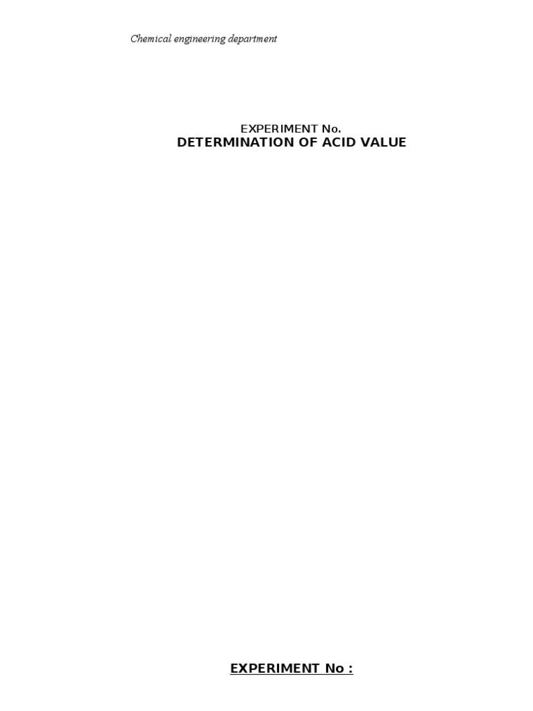 Determination of Acid Value: Chemical Engineering Department | PDF