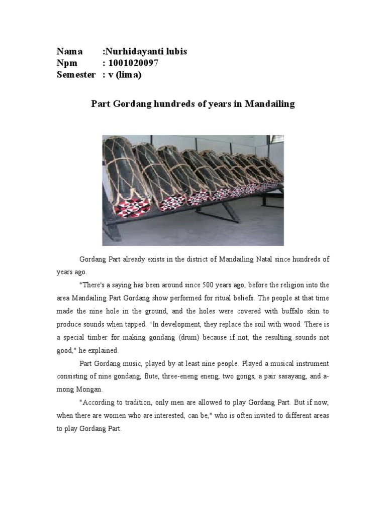 History and Tradition of Gordang Part in Mandailing | PDF ...