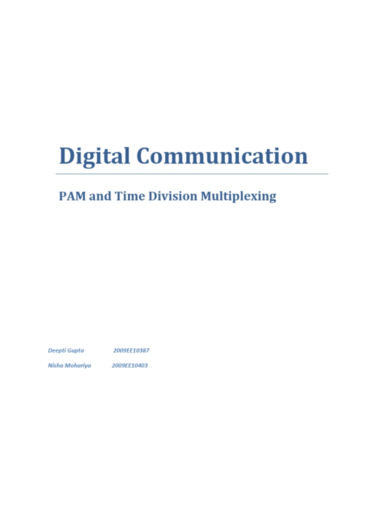 Digital Communication: PAM and Time Division Multiplexing | PDF ...