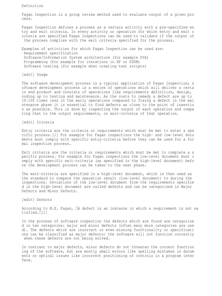 Fagan Inspection | PDF | Technology Development | Systems Engineering