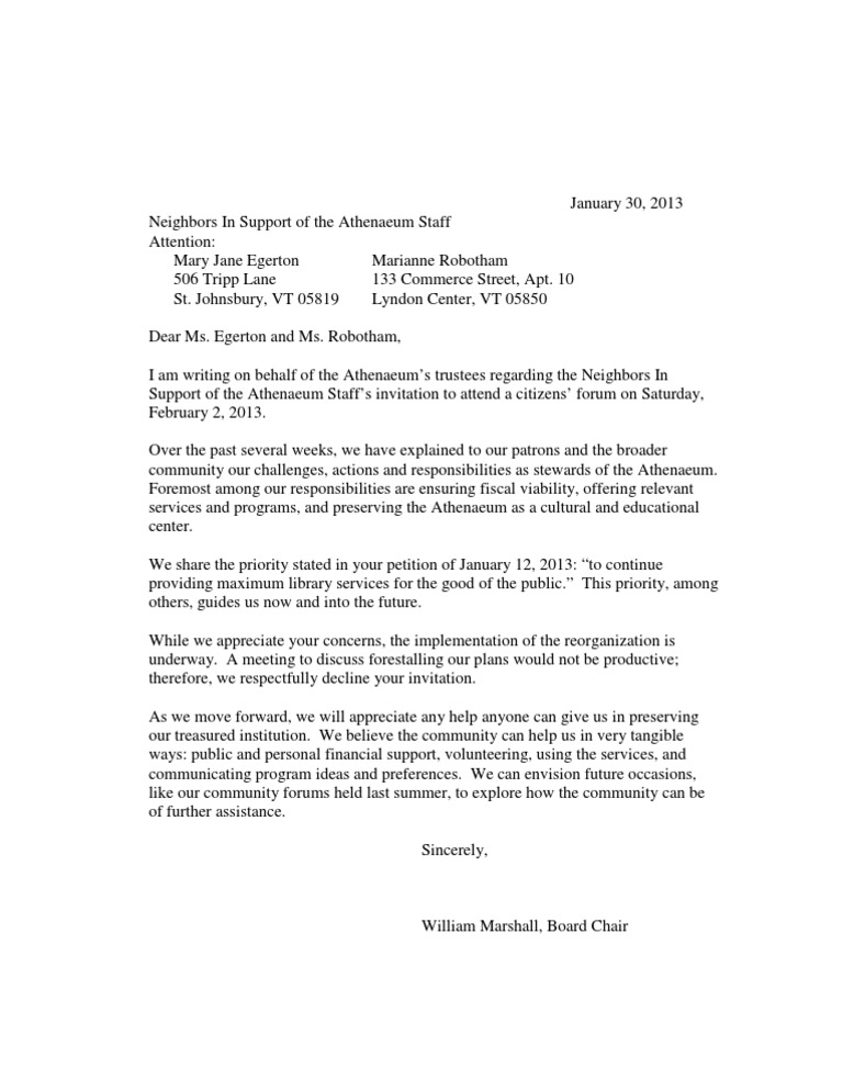 Letter From Board of Trustees | PDF