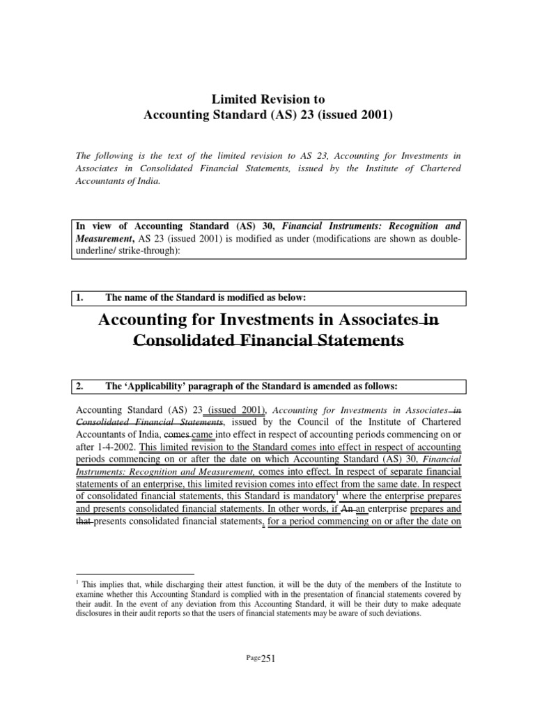 Accounting For Investments in Associates in Consolidated Financial ...