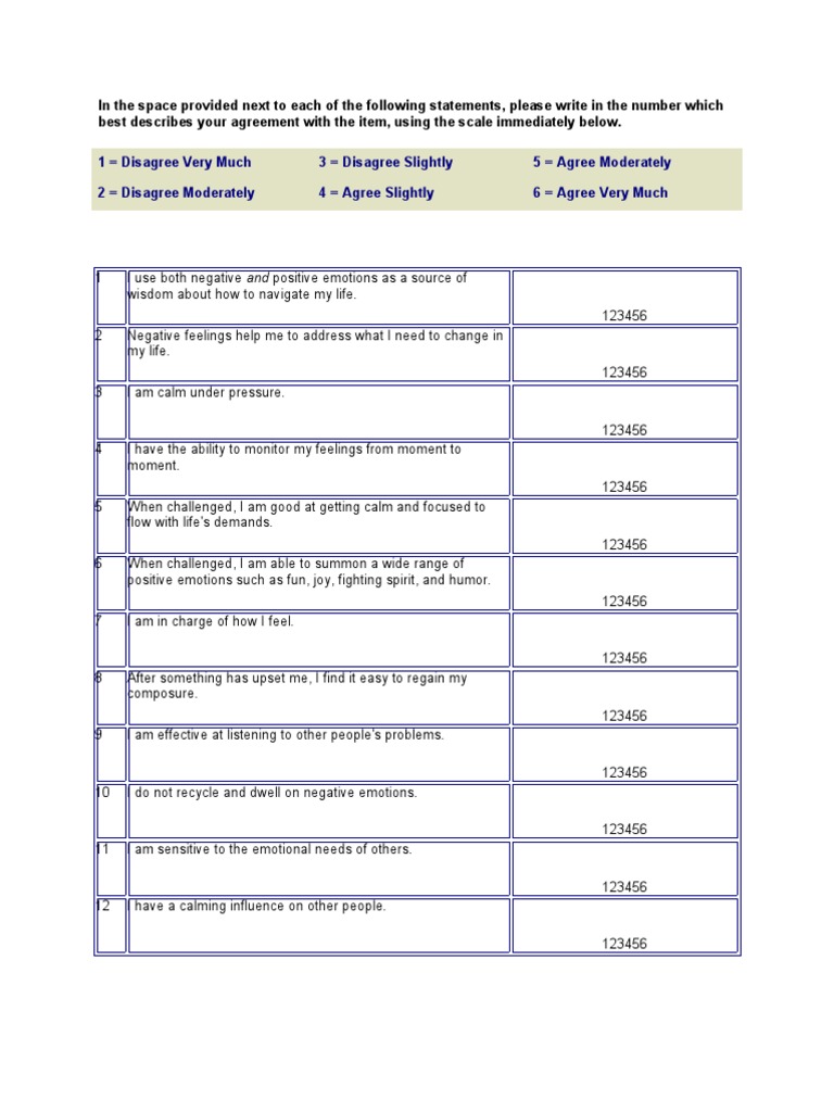 Emotional Intelligence Test | PDF | Emotional Intelligence | Emotions
