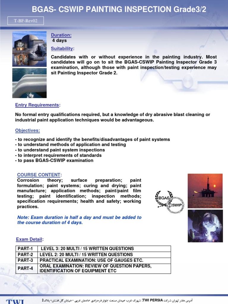 BGAS-CSWIP Painting Inspection Course | PDF | Business