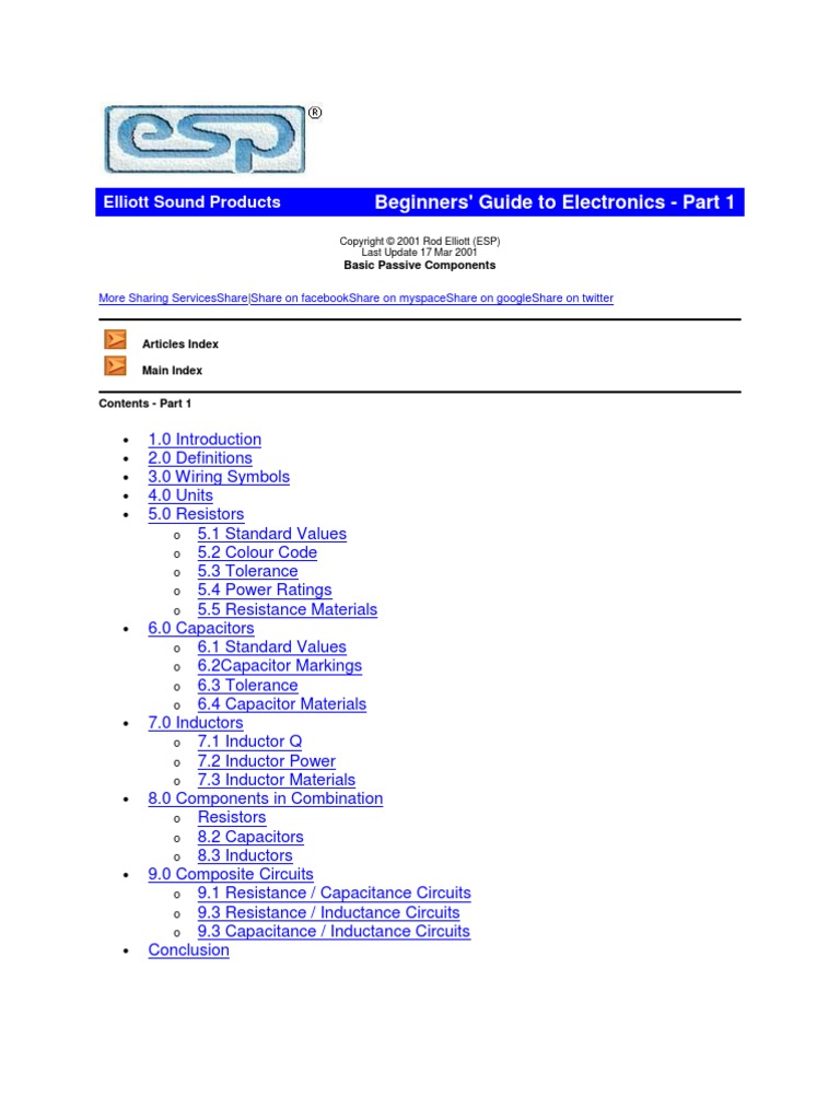 Beginners' Guide To Electronics - Part 1: Elliott Sound Products | PDF ...