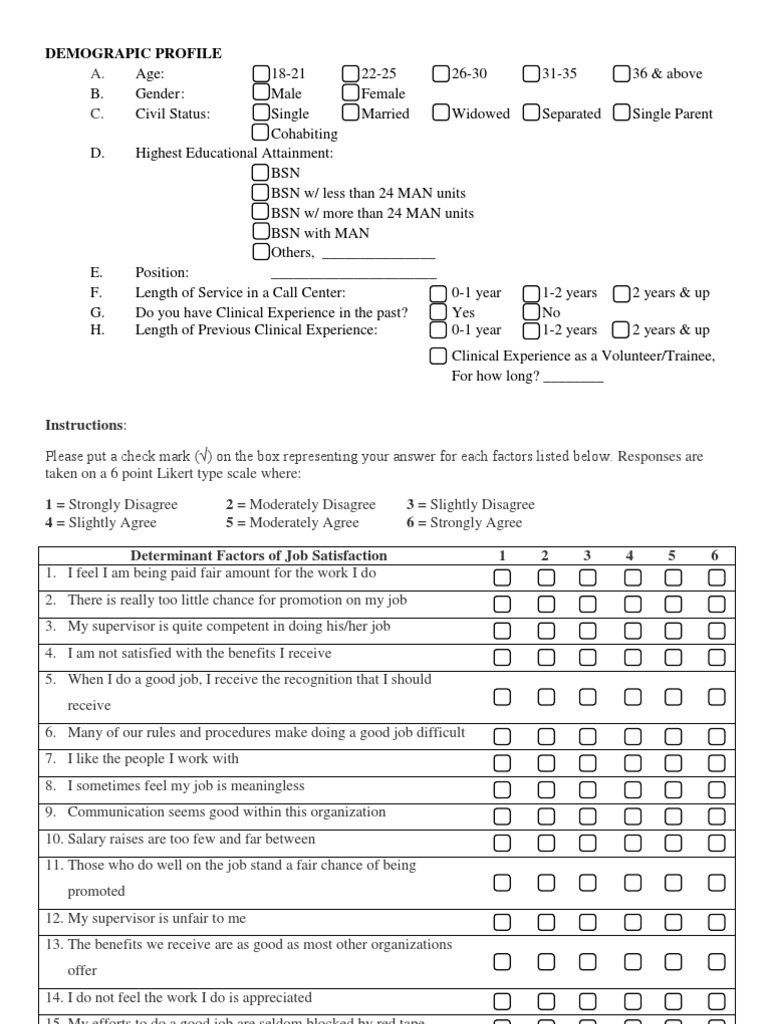 Job Satisfaction Survey Template | PDF | Job Satisfaction | Applied ...