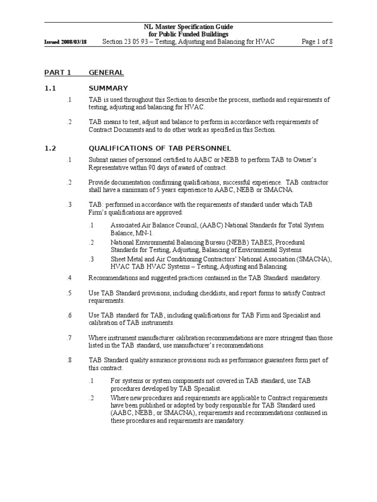 NL Master Specification Guide For Public Funded Buildings: Issued 2008 ...