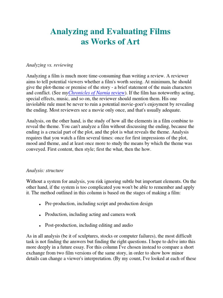 Analyzing and Evaluating Films | PDF | Leisure