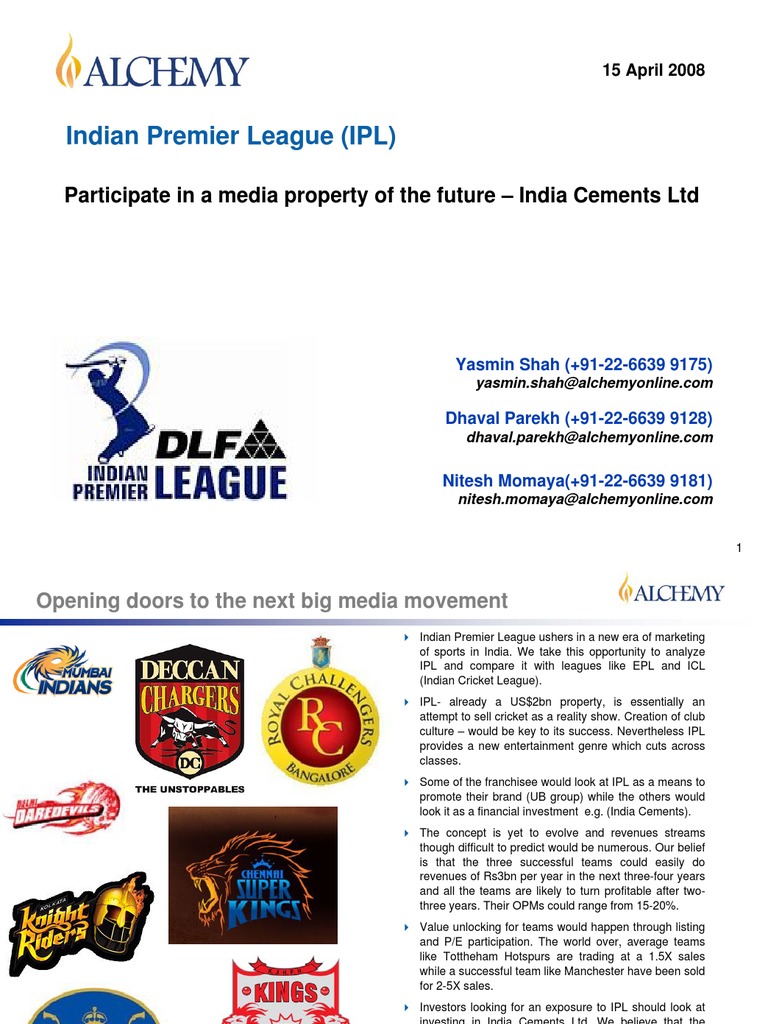 IPL Business Model.pdf | Investing | Cricket