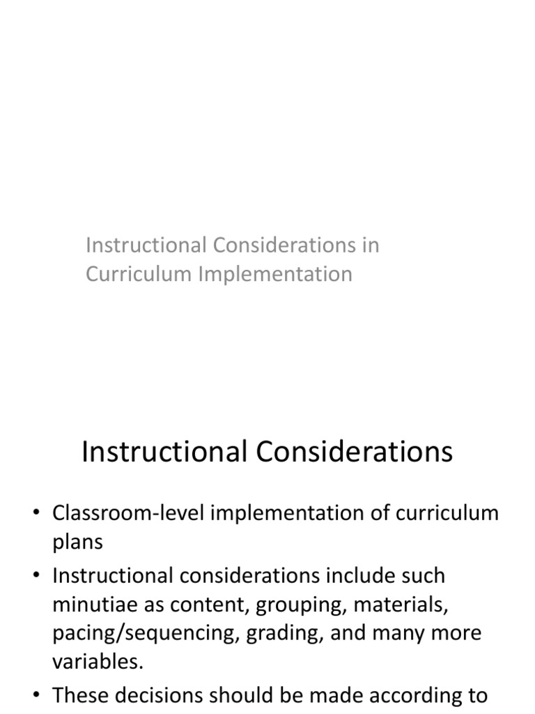 Instructional Considerations To Curriculum Implementation | PDF ...
