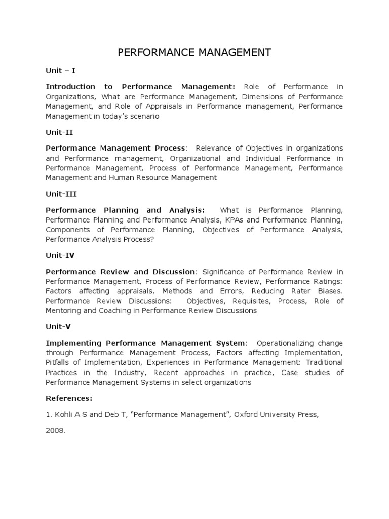 Performance Management Course Outline | PDF