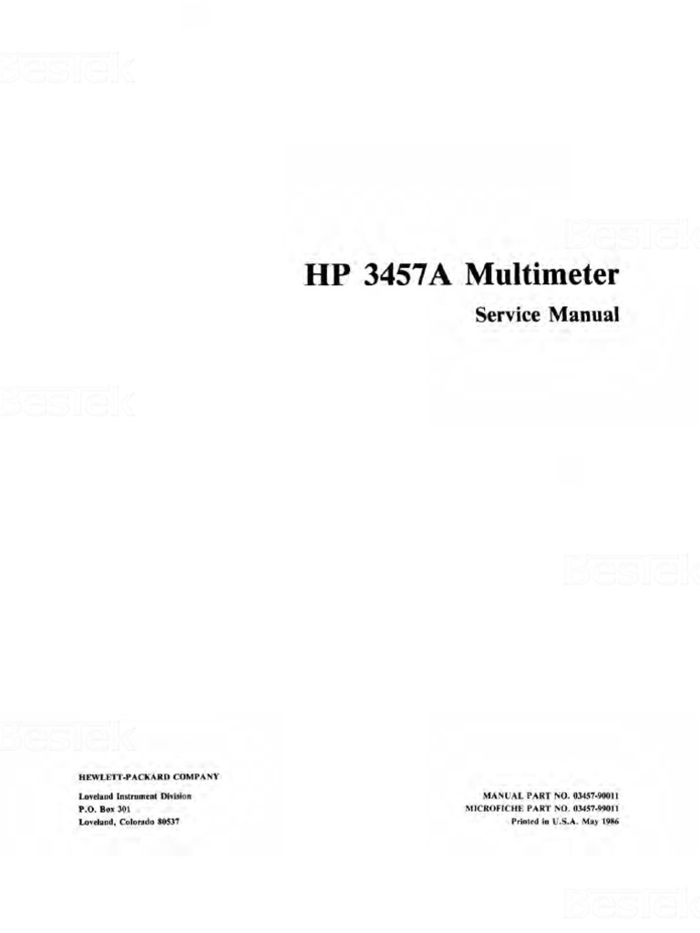 3457a SVC | PDF | Hewlett Packard | Electric Power