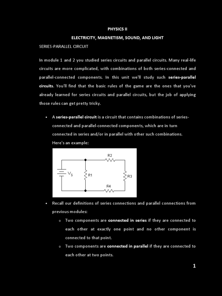 Physics Module | PDF | Series And Parallel Circuits | Electrical Network