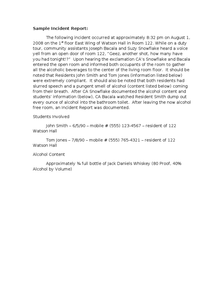 Sample Incident Letter | PDF