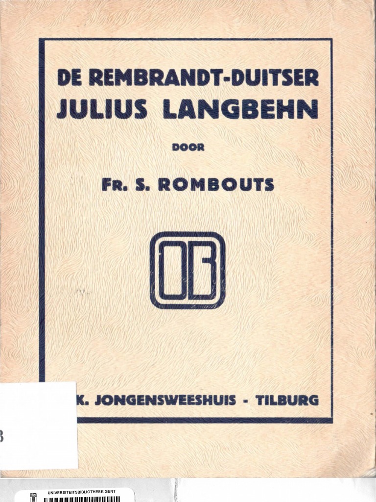 Sigebertus Rombouts - de Rembrandt-Duitser Julius Langbehn | PDF