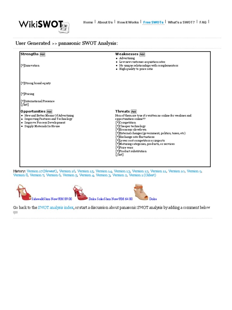 Swot Panasonic | PDF | Swot Analysis | Marketing