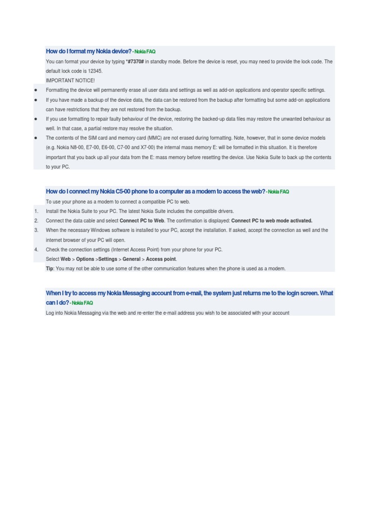How Do I Format My Nokia Device? | PDF | Computers