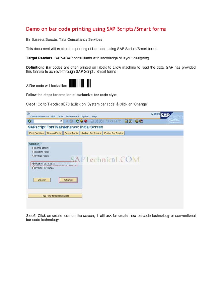Demo On Bar Code Printing Using SAP Scripts | PDF | Barcode | Computer Data