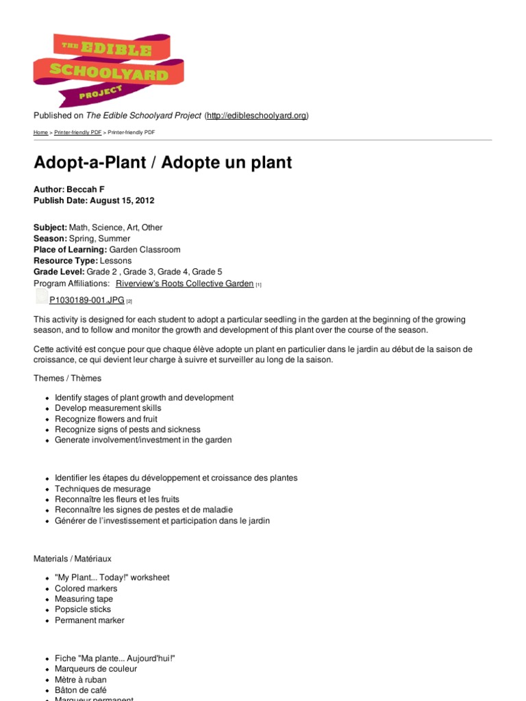 Adopt-a-Plant / Adopte Un Plant: Home Printer-Friendly PDF Printer ...